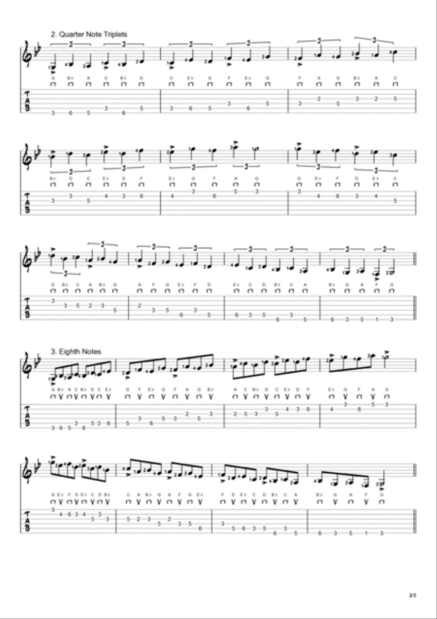G Natural Minor Scale Exercises - Ascending and Descending in 3rds by ...