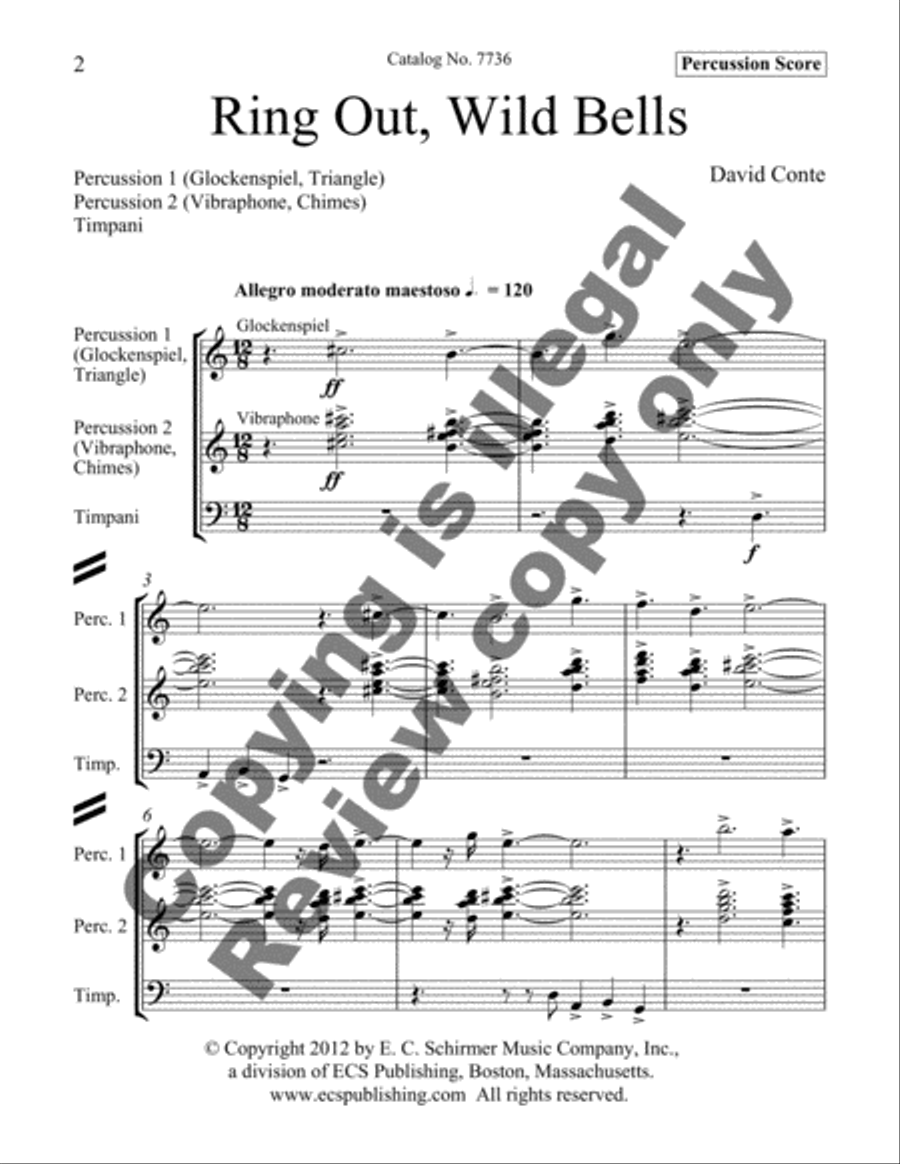 Ring Out, Wild Bells (Percussion Score) by David Conte - Choir - Sheet ...