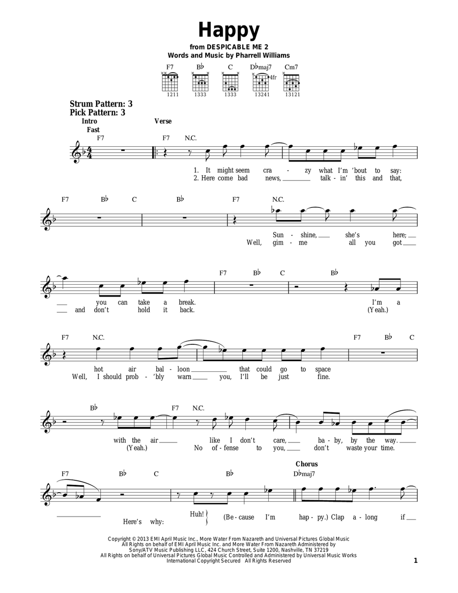 Happy by Pharrell - Acoustic Guitar, Electric Guitar, Easy Guitar ...