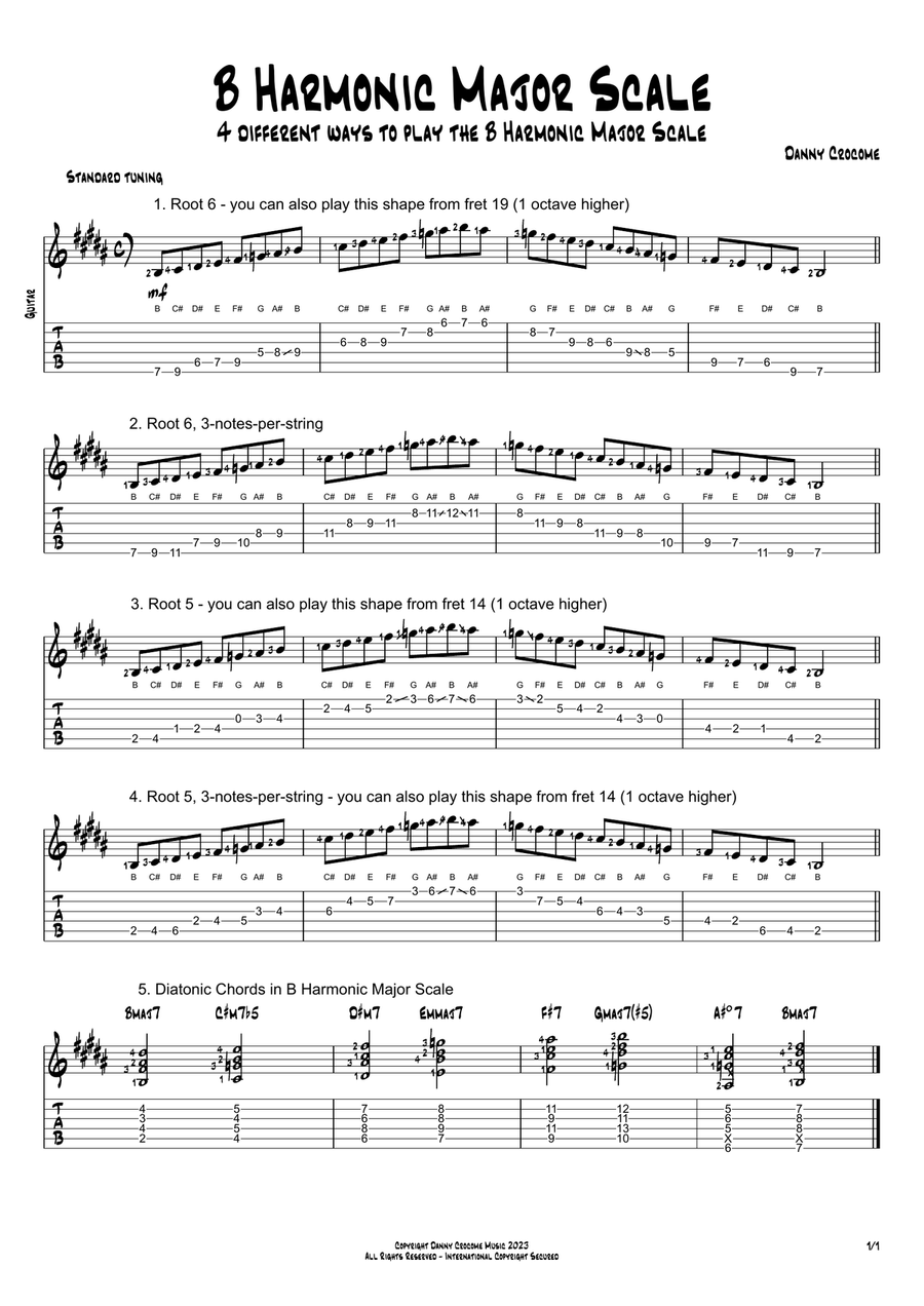B Harmonic Major Scale (4 Ways to Play) by Traditional - Electric ...