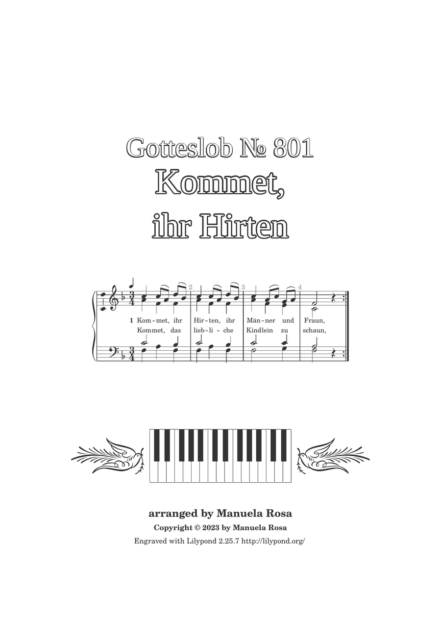 Kommet, ihr Hirten (Gotteslob 801 organ manualiter for church services ...