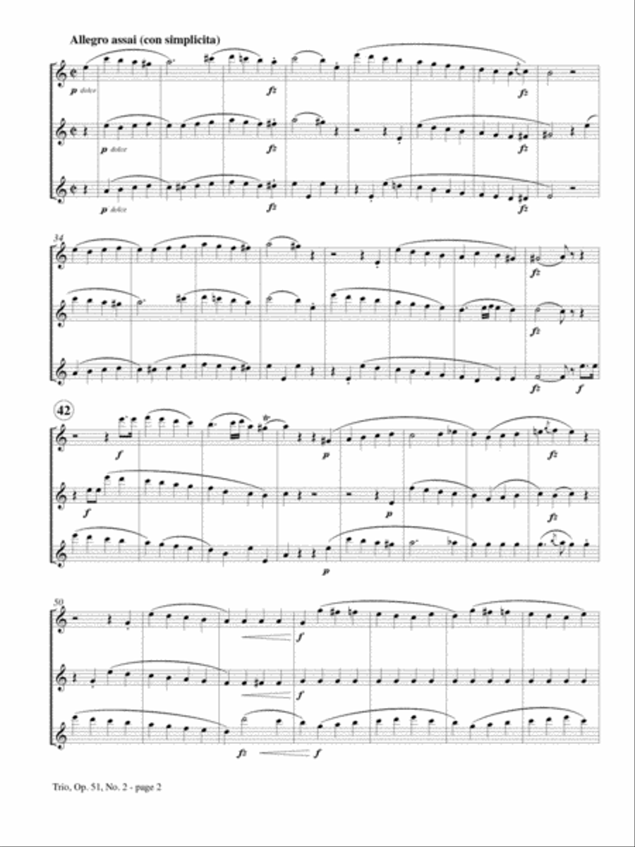 Trio No. 2, Op. 51 for Three Flutes by Benoit Tranquille Berbiguier ...