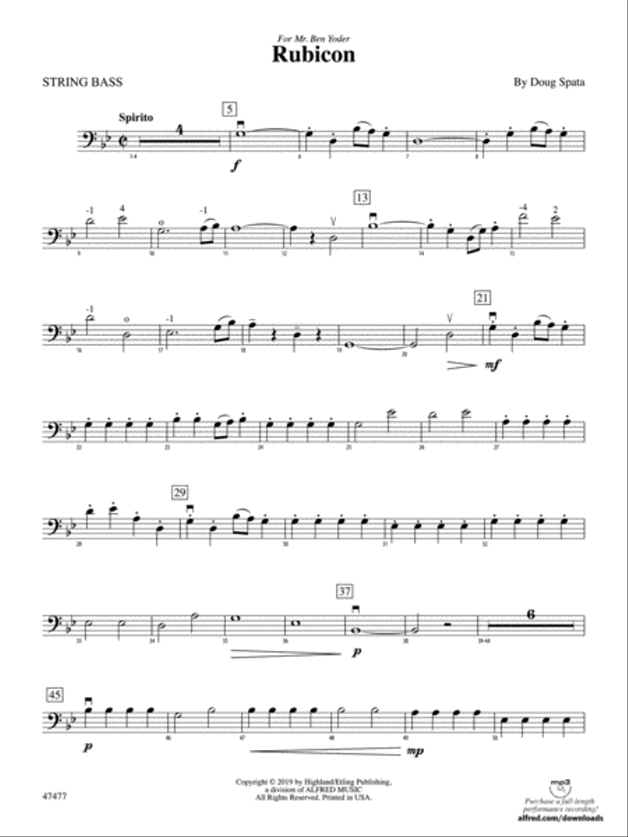 Rubicon: String Bass - Double Bass, String Orchestra - Digital Sheet ...