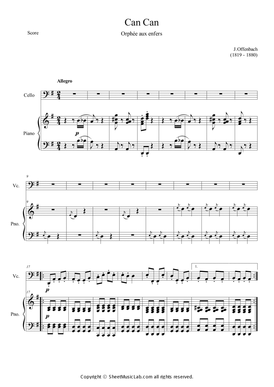 Can Can (from Orpheus in the Underworld) by Jacques Offenbach - Piano ...