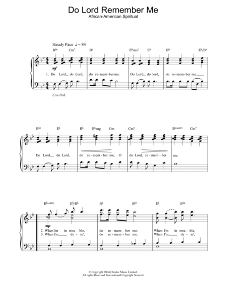 Do Lord Remember Me by African-American Spiritual - Easy Piano ...