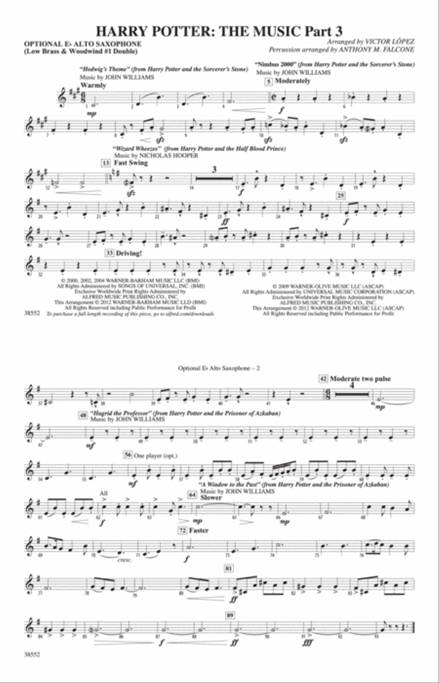 Harry Potter: The Music, Part 3: Optional Alto Sax - Marching Band ...