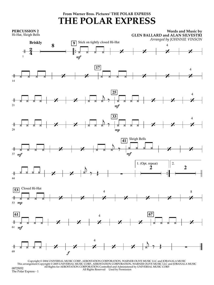 The Polar Express Main Theme Arr Johnnie Vinson Percussion 2 By