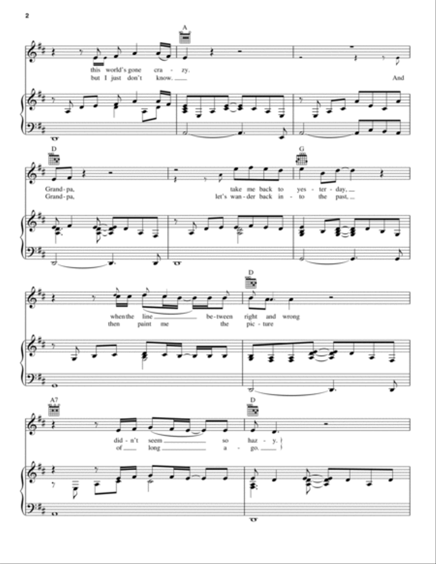 Grandpa Tell Me Bout The Good Old Days By The Judds Piano Vocal