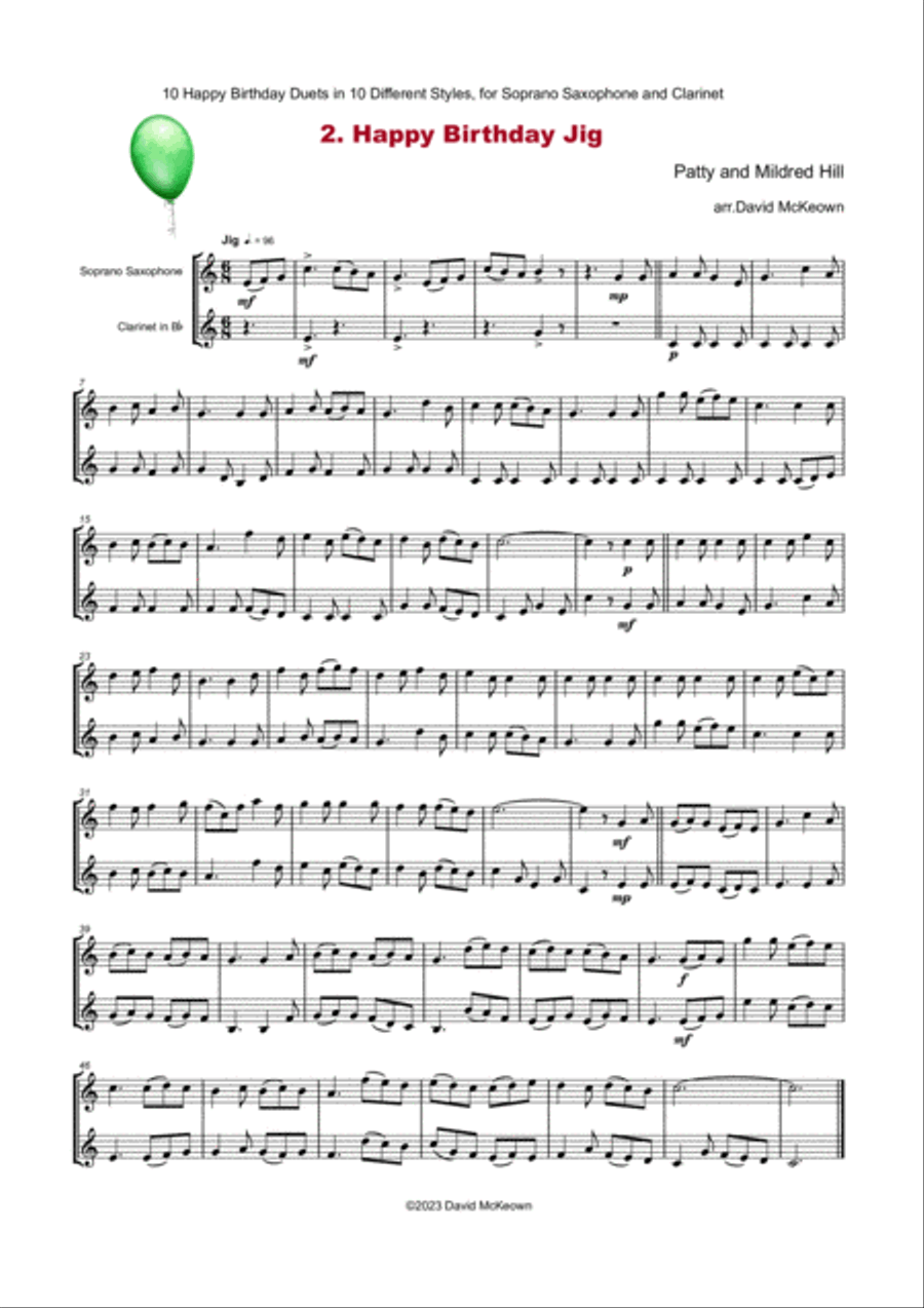 10 Happy Birthday Duets In 10 Different Styles For Soprano
