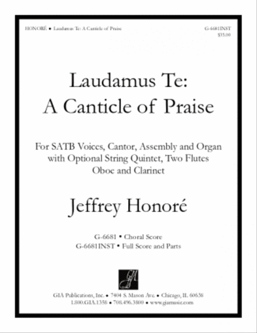 Laudamus te: A Canticle of Praise by Jeffrey Honore - 4-Part - Sheet ...