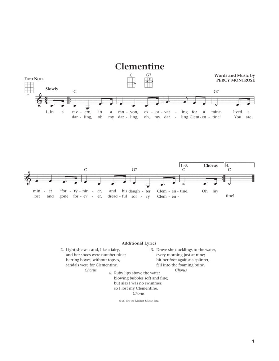 Oh My Darling Clementine From The Daily Ukulele Arr Liz And Jim