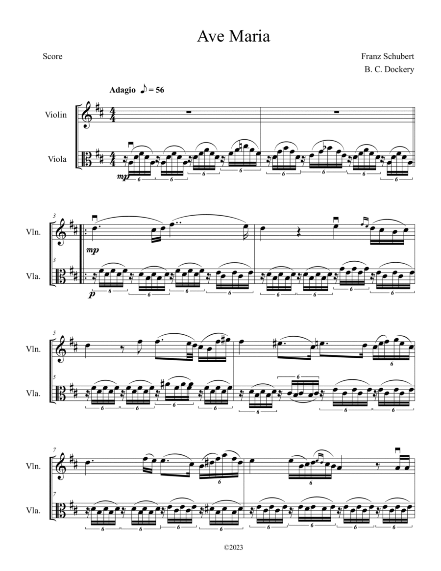 Ave Maria Violin And Viola Duet By Franz Schubert String Duet