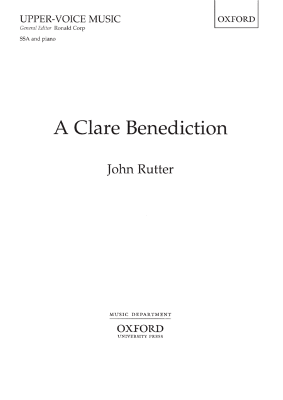 A Clare Benediction by John Rutter - SSA - Digital Sheet Music | Sheet ...