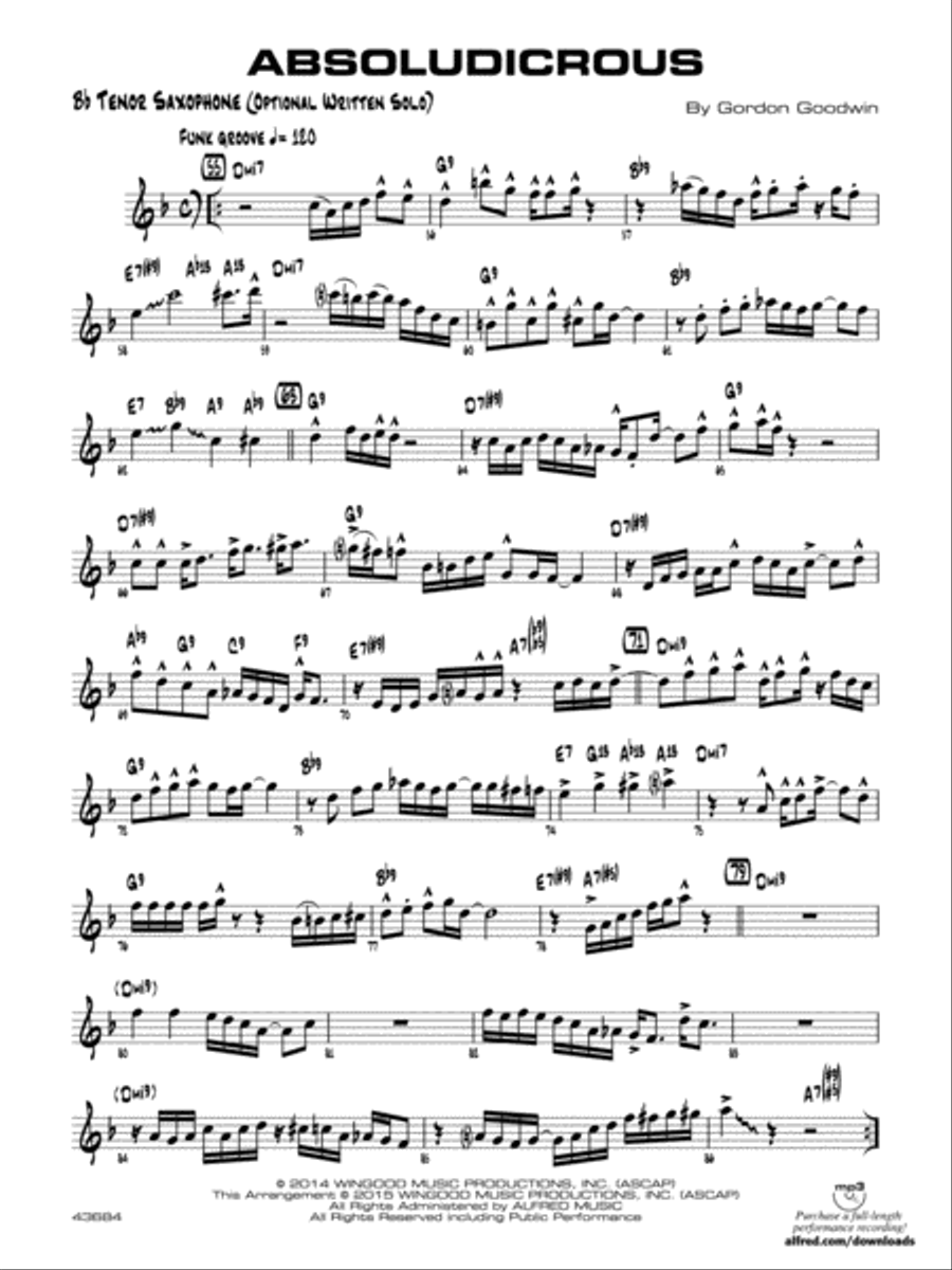 Absoludicrous: Bb Tenor Sax Optional Solo by Gordon Goodwin - Jazz Ensemble - Digital Sheet ...