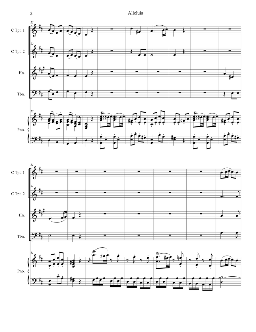 Alleluia (from "Exsultate, Jubilate" - for Brass Quartet and Piano) by ...