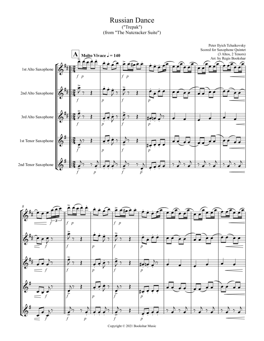 Russian Dance Trepak From The Nutcracker Suite F Saxophone