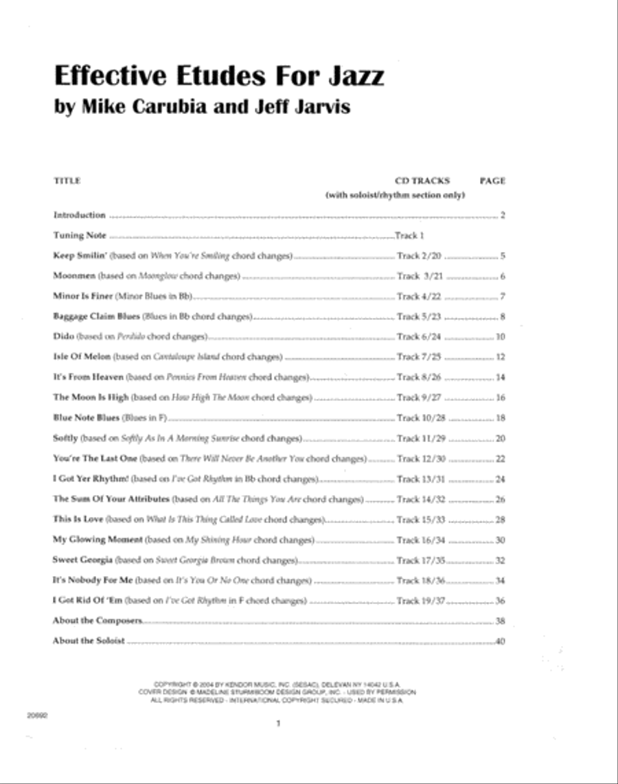 Effective Etudes For Jazz - Eb Alto Saxophone by Jeff Jarvis - Alto ...