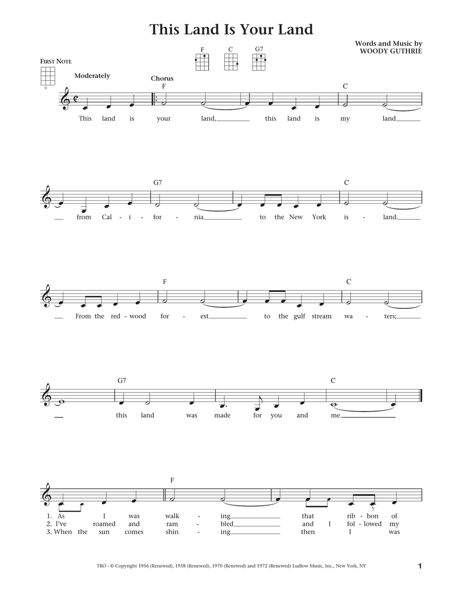 This Land Is Your Land From The Daily Ukulele Arr Liz And Jim