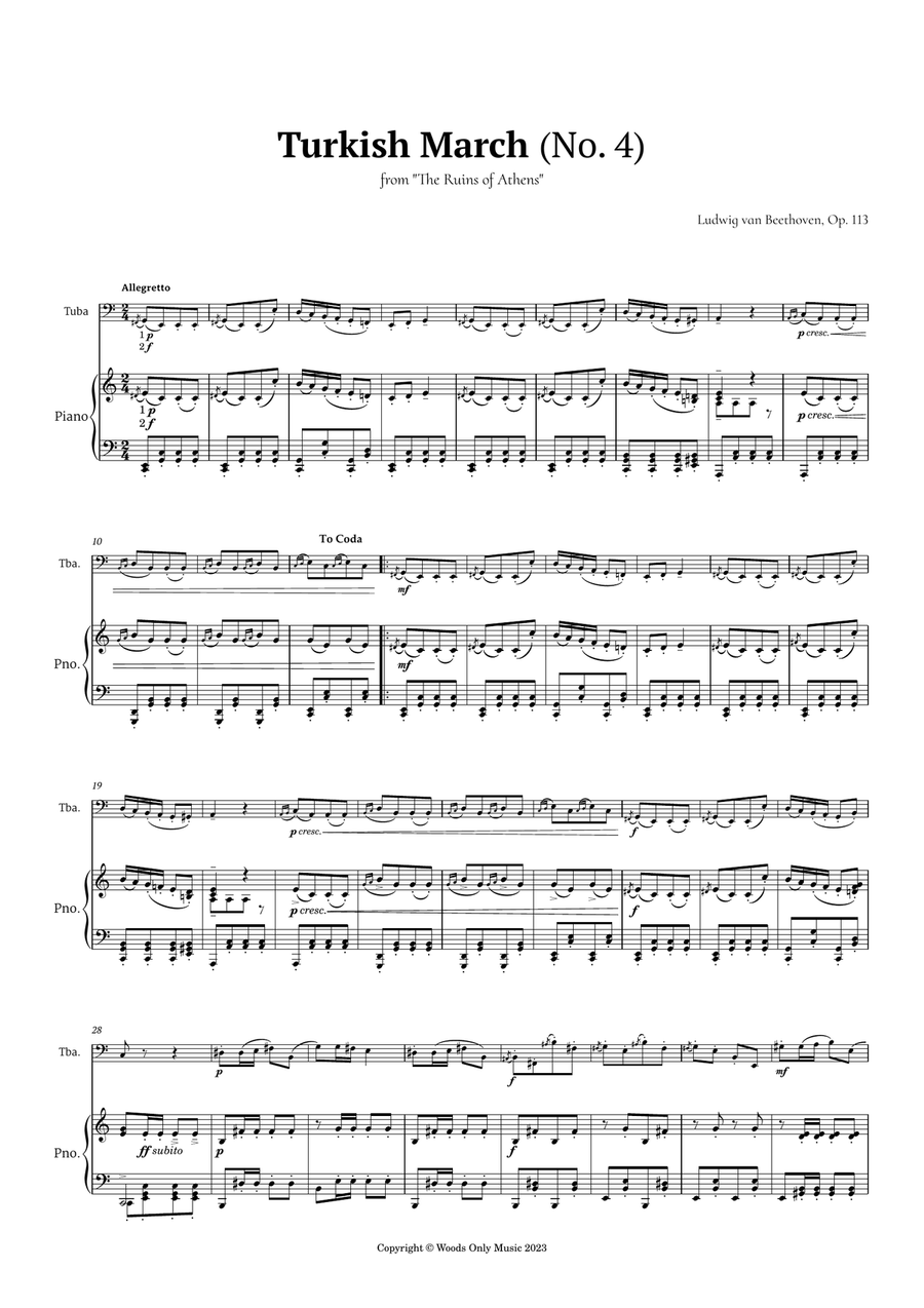 Turkish March by Beethoven for Tuba and Piano by Ludwig van Beethoven ...