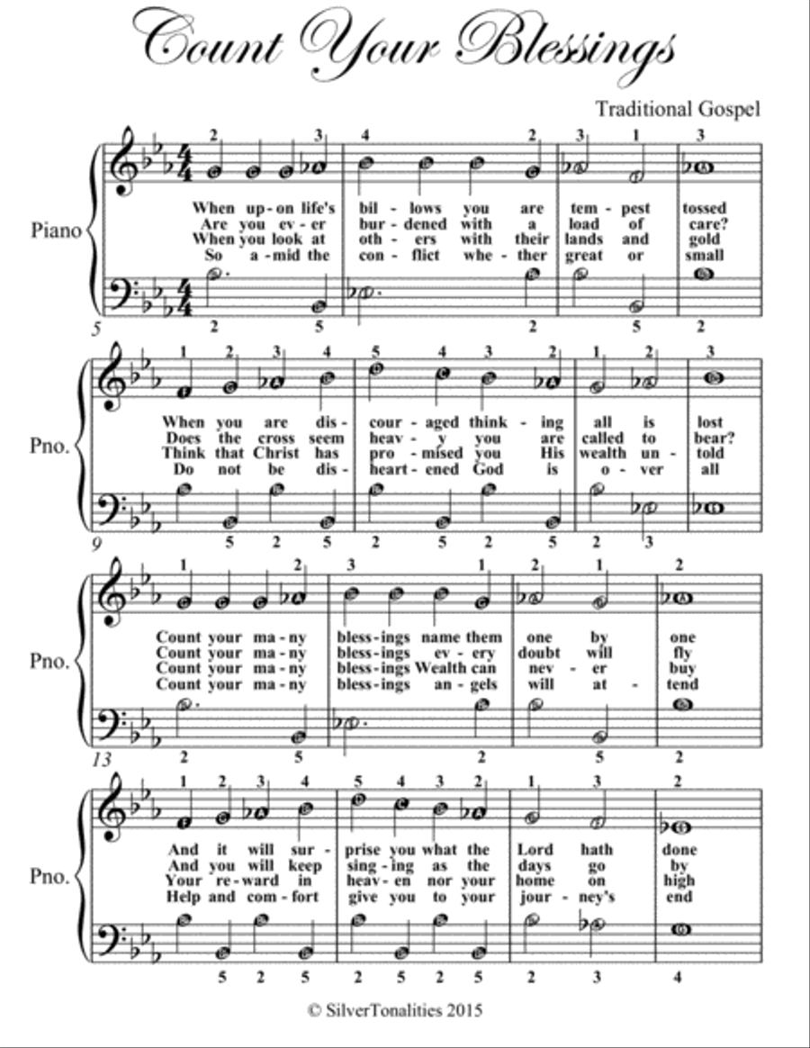 Count Your Blessings Easy Piano Sheet Music by SilverTonalities - Easy ... Count Your Blessings Easy Piano Sheet Music by SilverTonalities - Easy ...