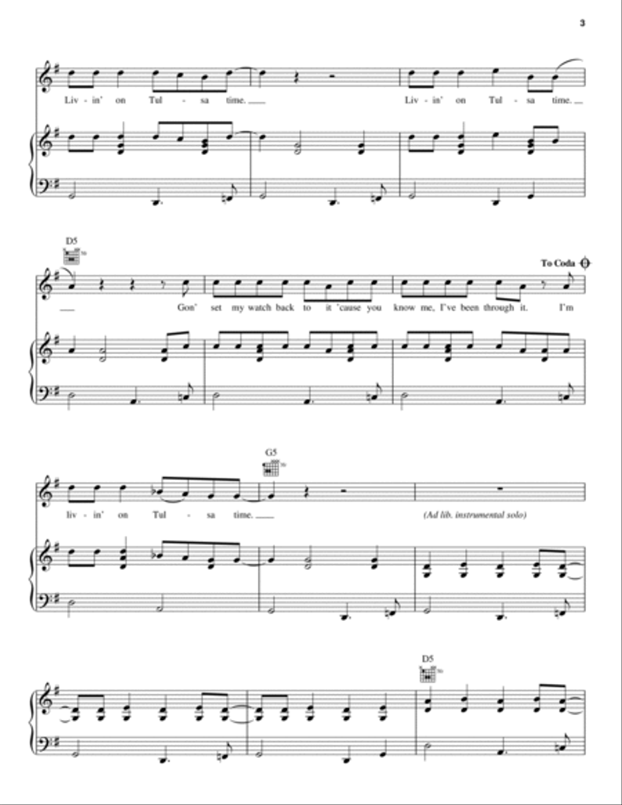 Tulsa Time by Eric Clapton - Piano, Vocal, Guitar - Digital Sheet Music ...