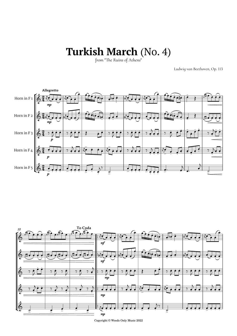 Turkish March by Beethoven for French Horn Quintet by Ludwig van ...