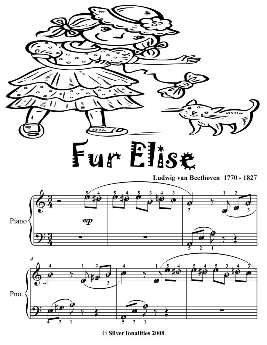 Fur Elise Easy Piano Sheet Music 2nd Edition by Ludwig van Beethoven ...