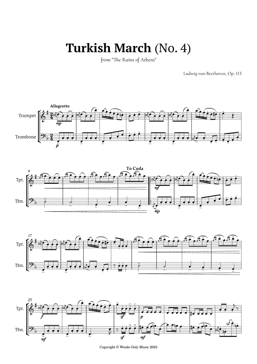 Turkish March by Beethoven for Trumpet and Trombone Duet by Ludwig van ...