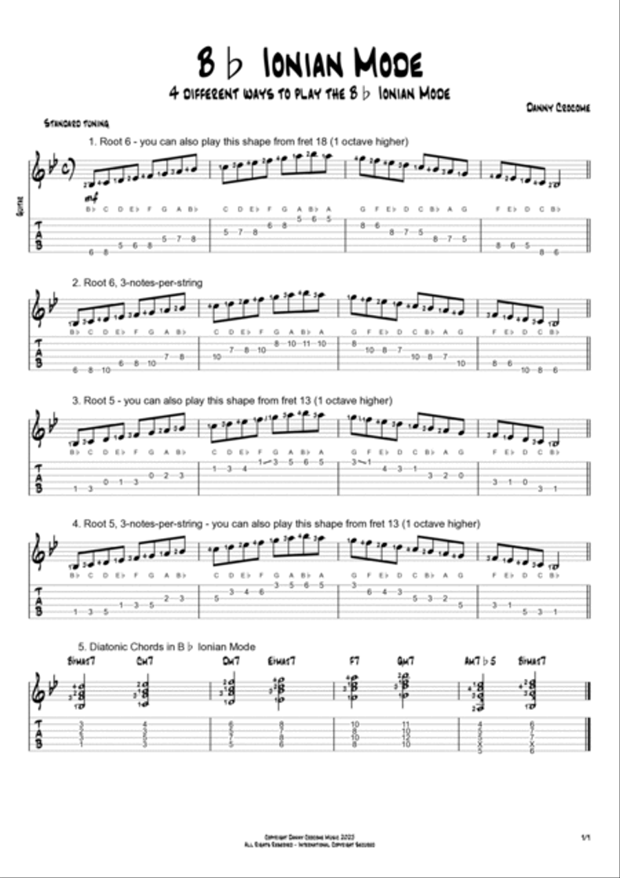 The Modes of Bb Major (Scales for Guitarists) by Traditional - Electric ...