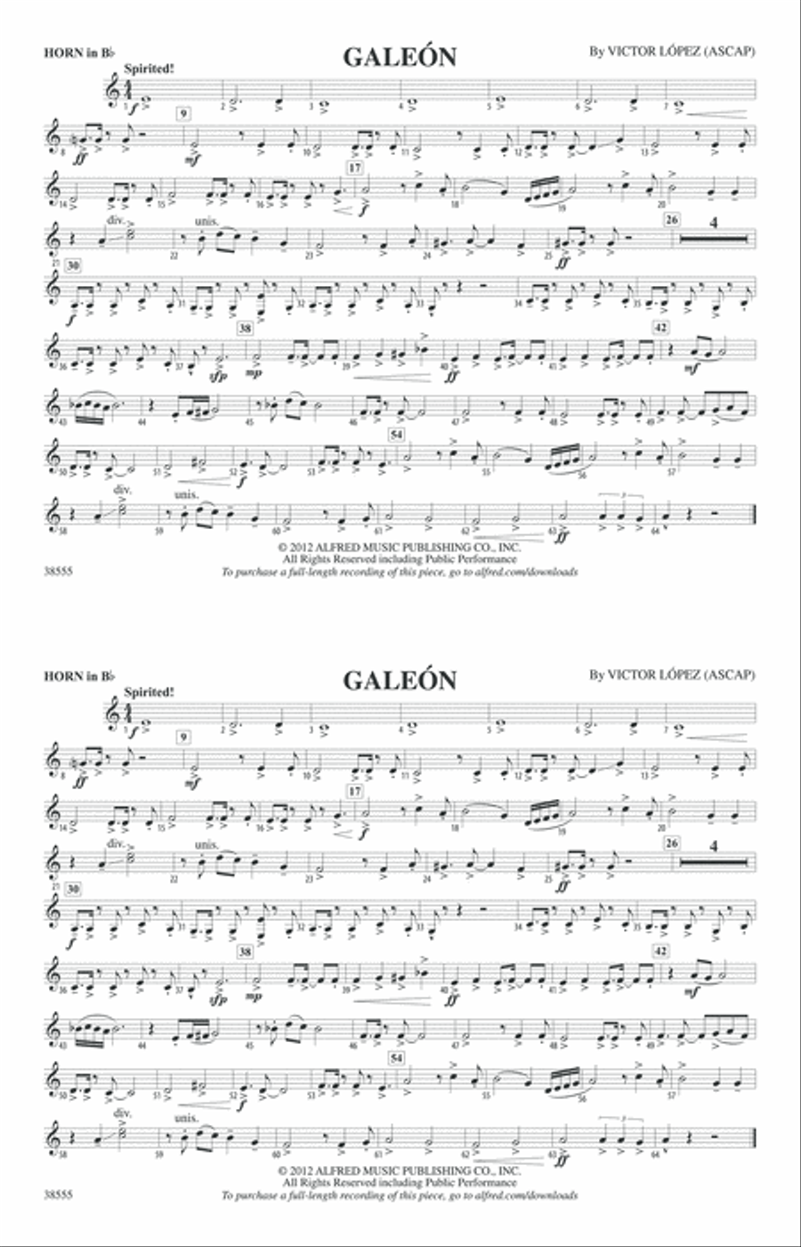 Galeón: Horn in B flat - Marching Band - Digital Sheet Music | Sheet ...