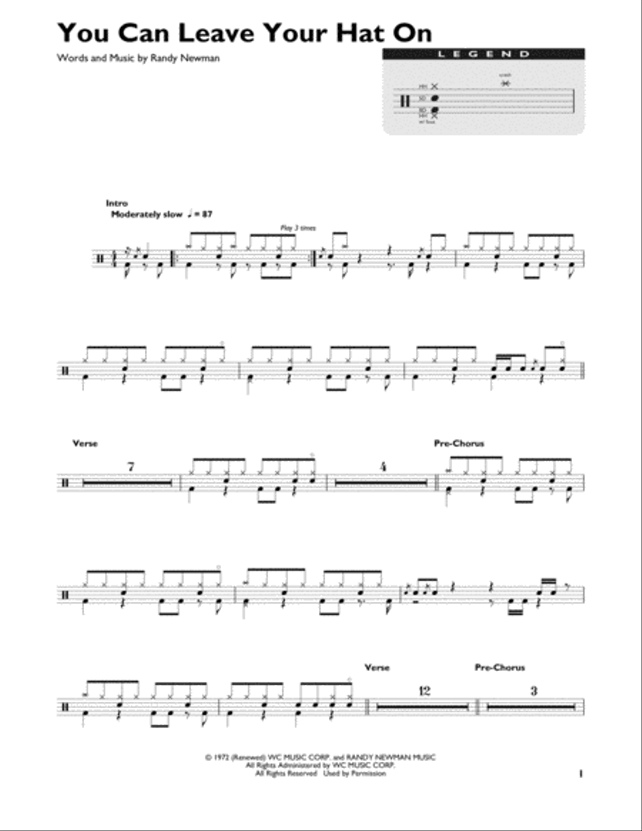 You Can Leave Your Hat On by Joe Cocker - Percussion - Digital Sheet ...