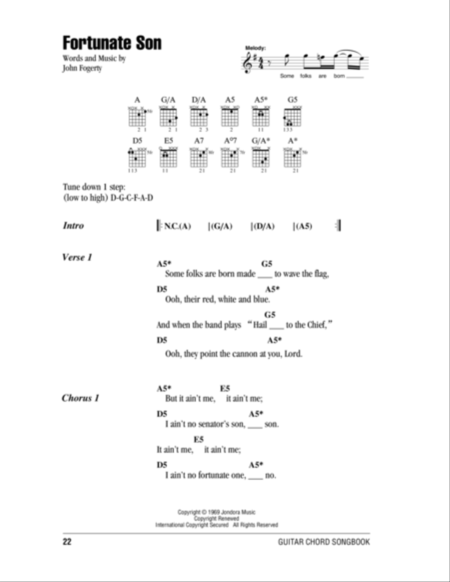 Fortunate Son by Creedence Clearwater Revival - Acoustic Guitar ...
