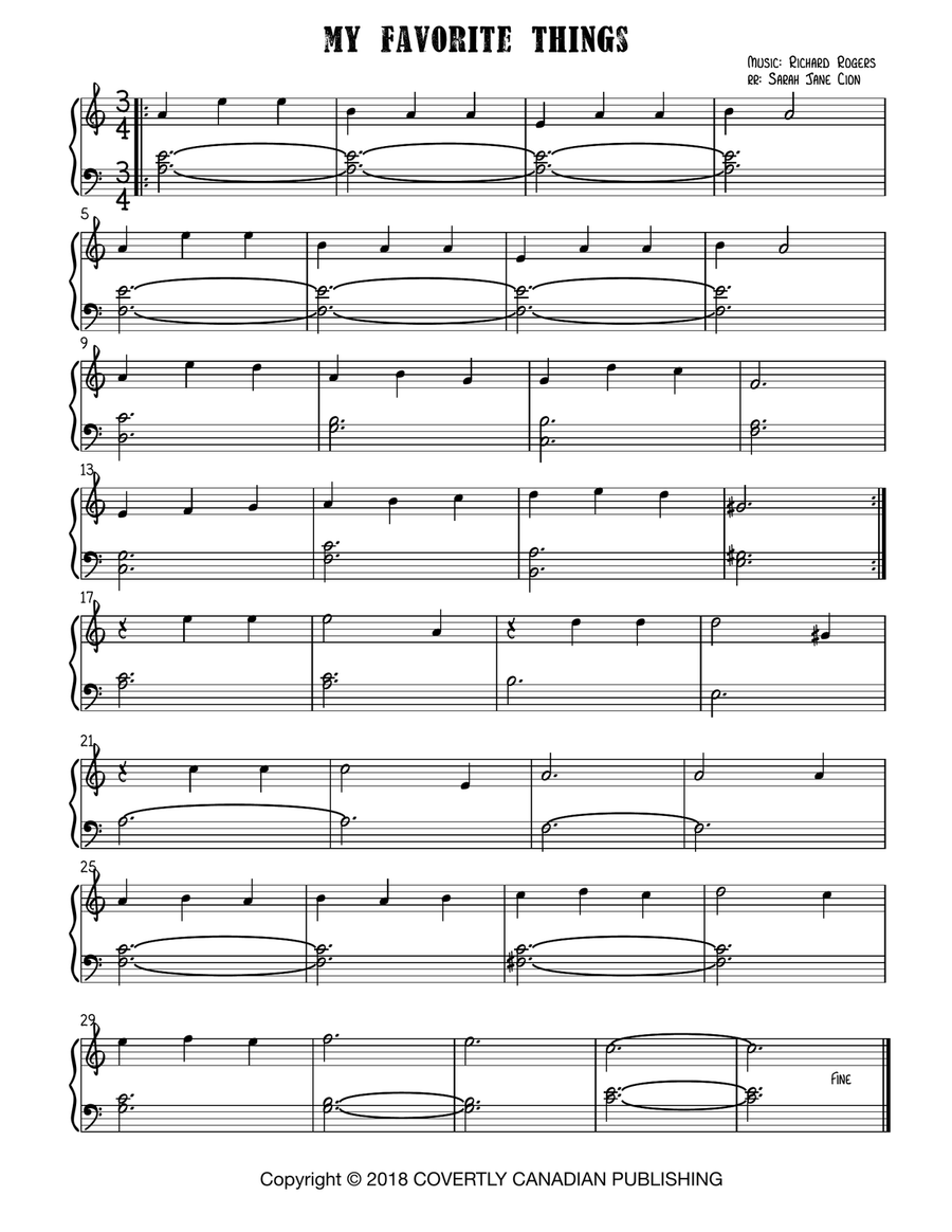 My Favorite Things By Lorrie Morgan Piano Solo Digital Sheet Music