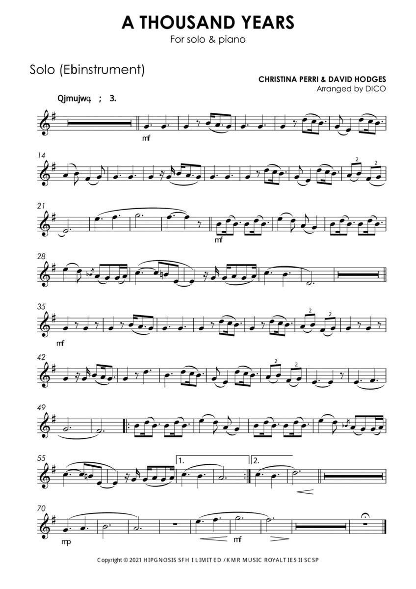 A Thousand Years Part 2 - E-Flat Instrument - Early Intermediate ...