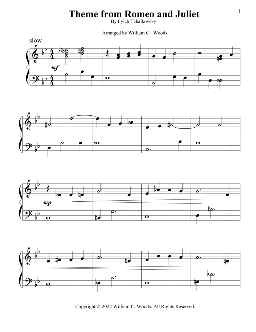 Theme from Romeo and Juliet by Peter Ilyich Tchaikovsky - Piano Method ...