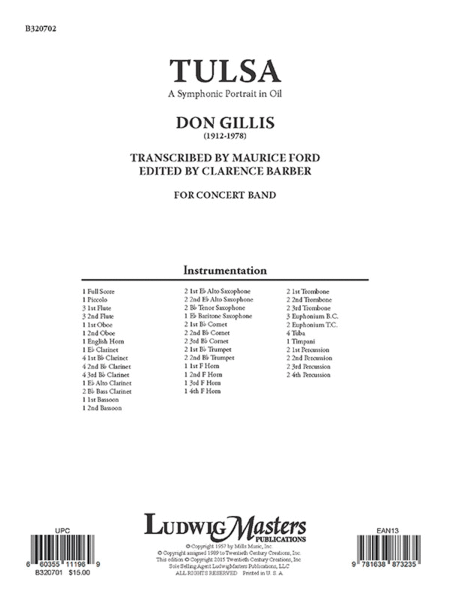Tulsa: A Symphonic Portrait in Oil by Don Gillis - Concert Band - Sheet ...