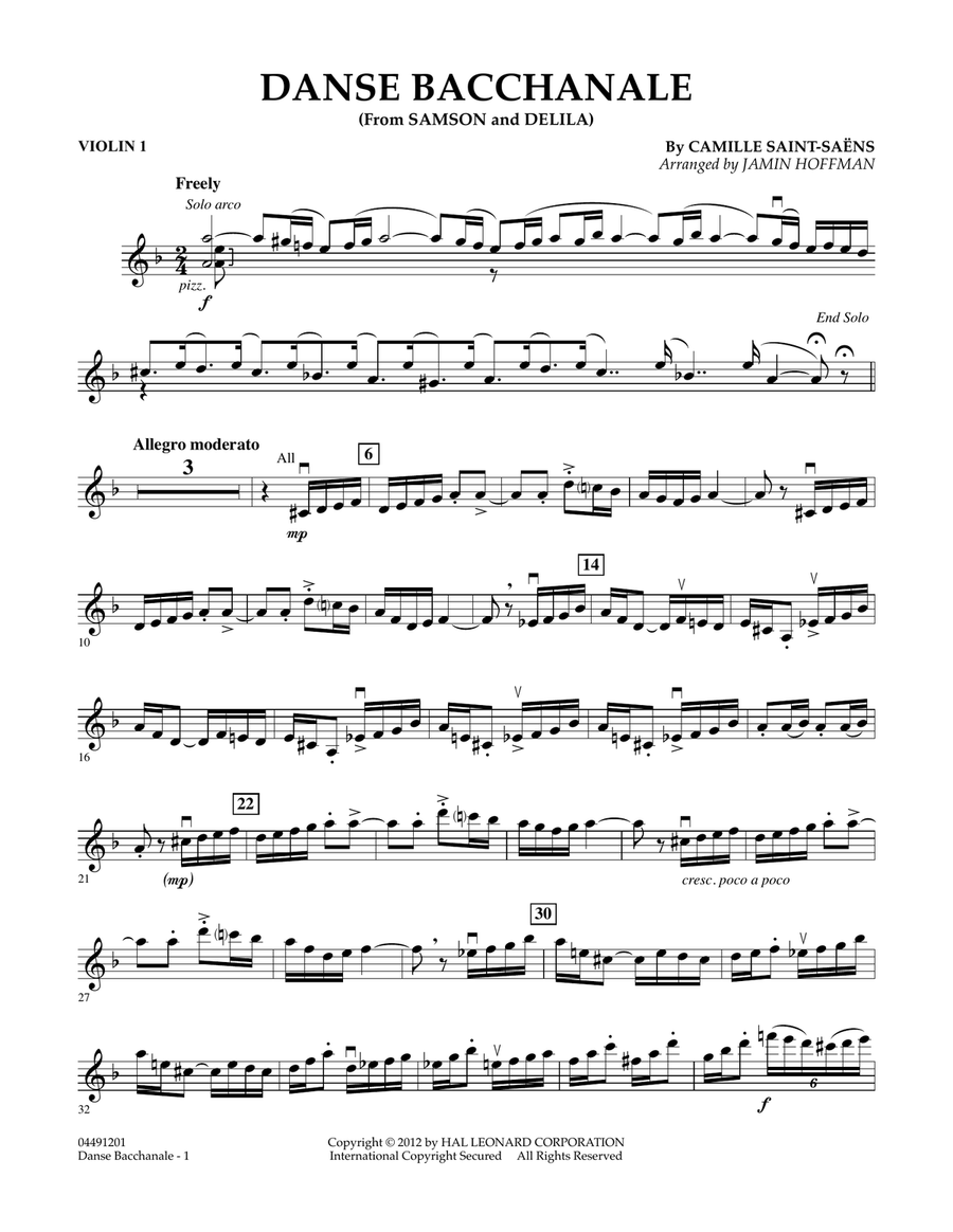 Danse Bacchanale (from Samson And Delila) - Violin 1 by Camille Saint ... Danse Bacchanale (from Samson And Delila) - Violin 1 by Camille Saint ...