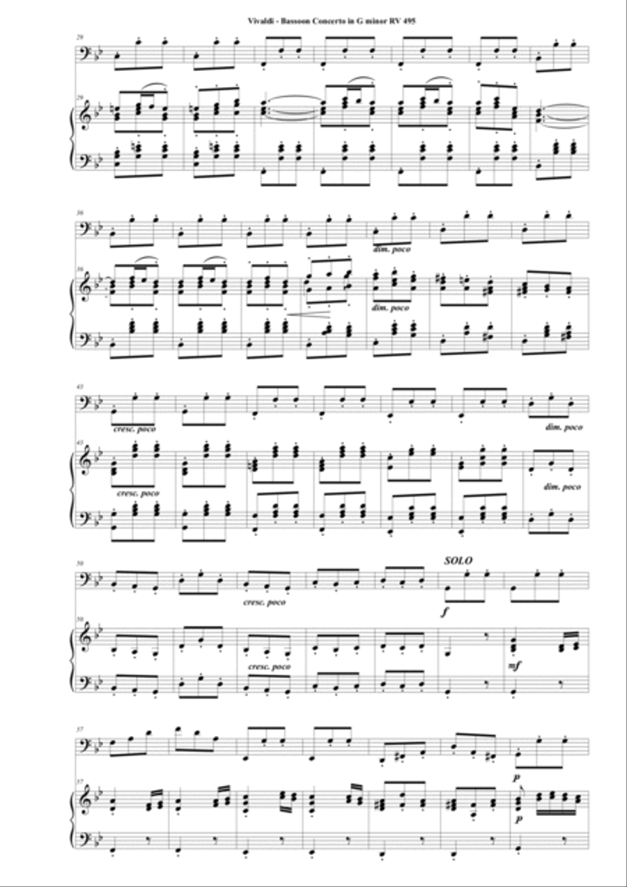 Vivaldi - Bassoon Concerto in G minor RV 495 for Bassoon and Cembalo or ...