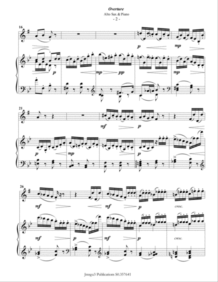 Tchaikovsky Overture From Nutcracker Suite For Alto Sax And Piano By