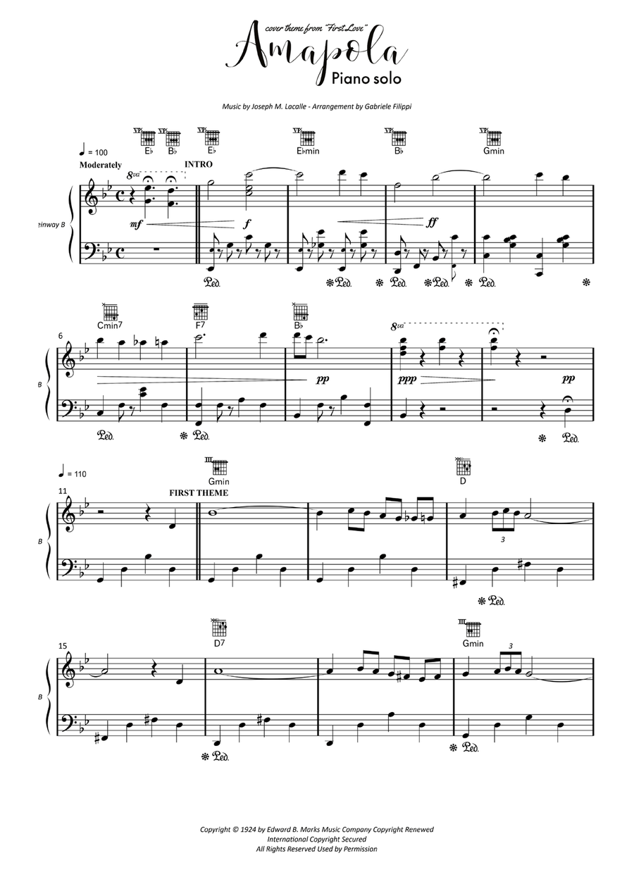 Amapola (pretty Little Poppy) - Guitar - Digital Sheet Music | Sheet ...