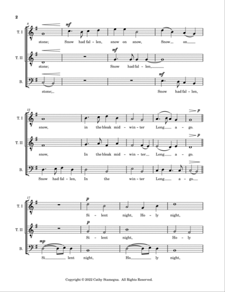 In The Bleak Midwinter With “silent Night” Ttb A Cappella Ttb
