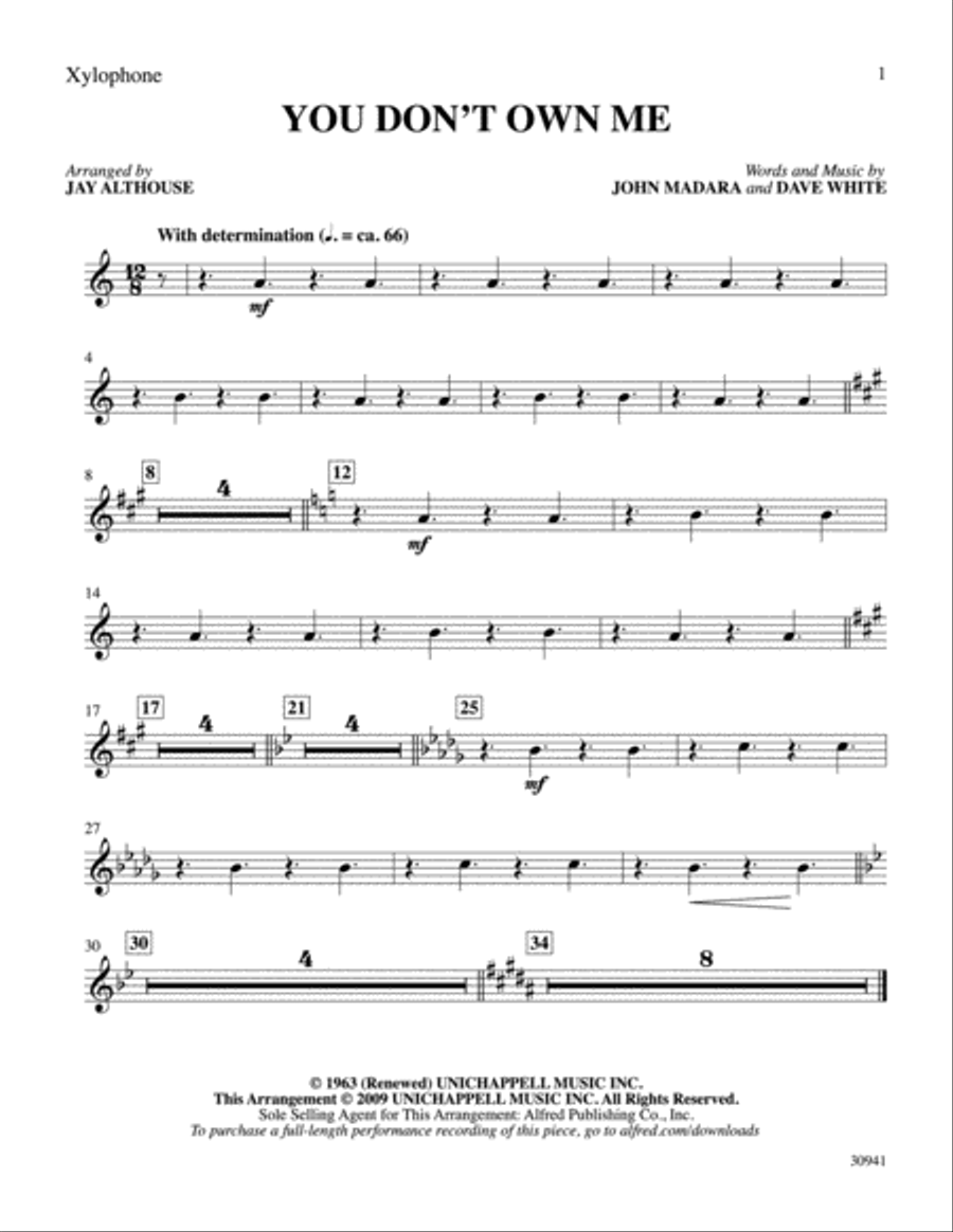 You Don't Own Me: Xylophone by John Madara - Percussion - Digital Sheet ...