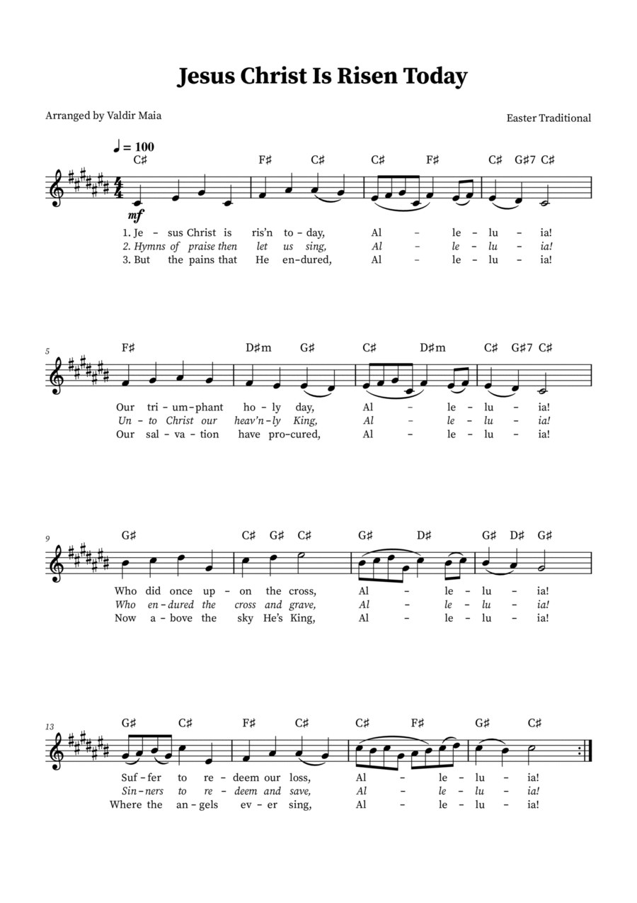 Jesus Christ Is Risen Today - Solo Voice in C Sharp Major by ...