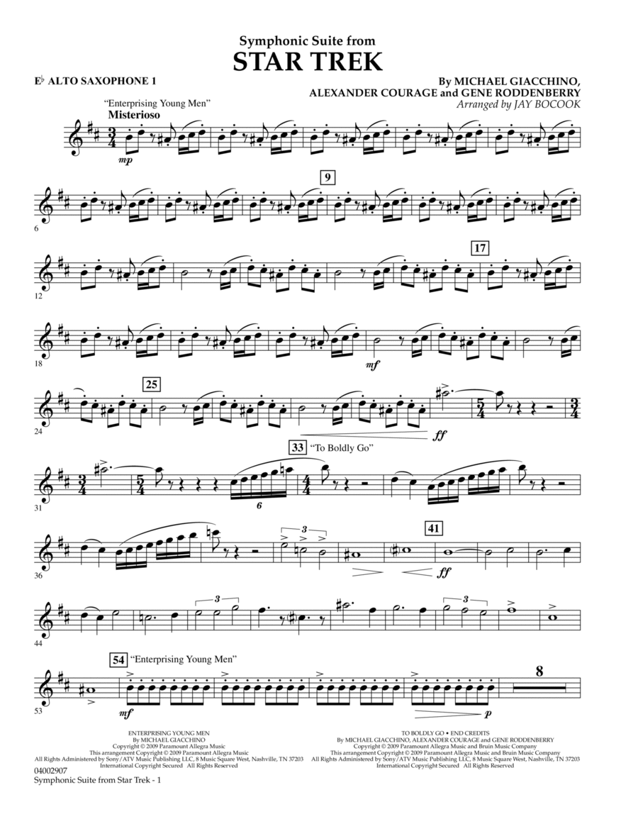 Symphonic Suite From Star Trek Eb Alto Saxophone 1 By Michael