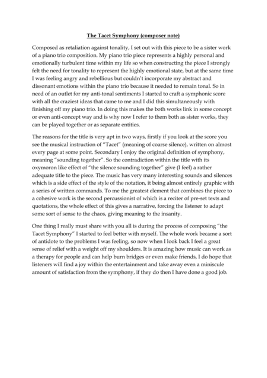 Tacet Symphony - Full Orchestra - Digital Sheet Music | Sheet Music Plus