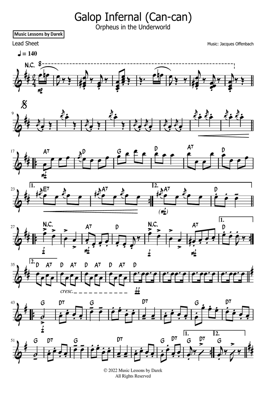 Galop Infernal (Can-can) (LEAD SHEET) Orpheus in the Underworld ...