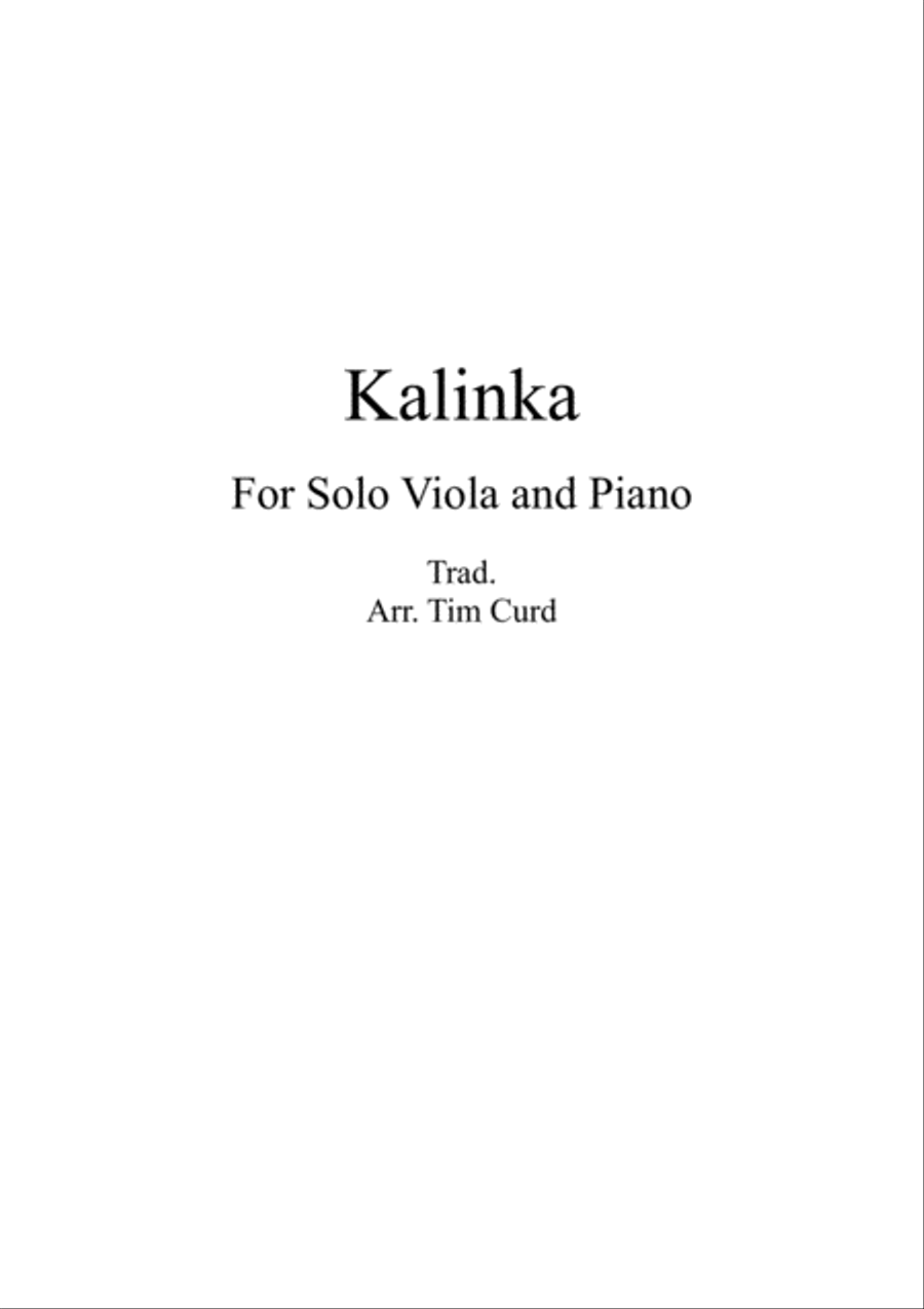 Kalinka for Solo Viola and Piano by Traditional - Piano, Piano ...