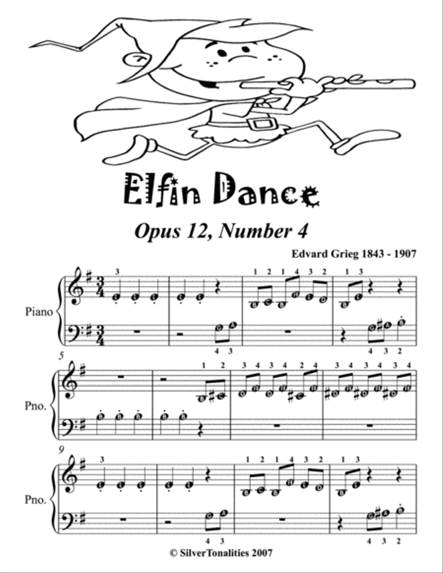 Elfin Dance Opus 12 Number 4 Beginner Piano Sheet Music by Edvard Grieg ...