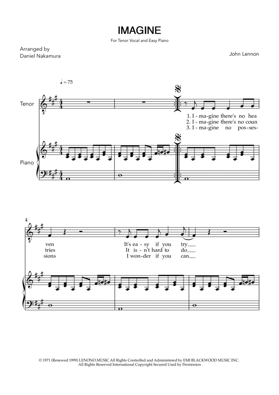 Imagine by David Archuleta - Voice, Piano, Vocal, Easy Piano - Digital ...