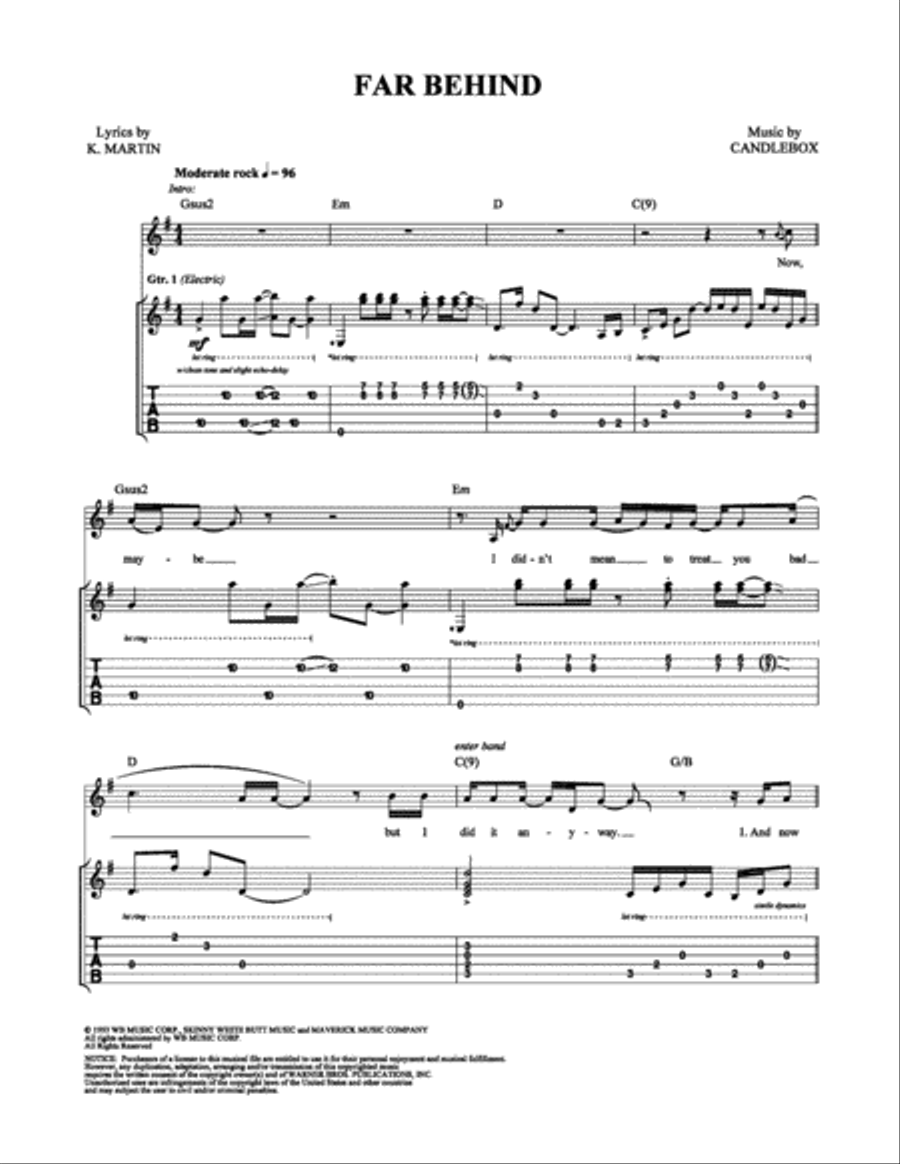 Far Behind by Candlebox - Acoustic Guitar, Electric Guitar, Guitar ...